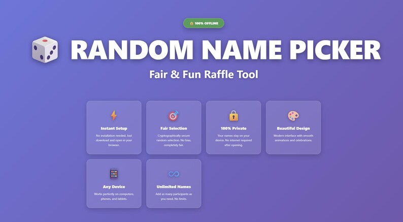 Offline Random Name Picker & Raffle Tool | Lucky Name Picker for Classes, Teachers, Organizers ...