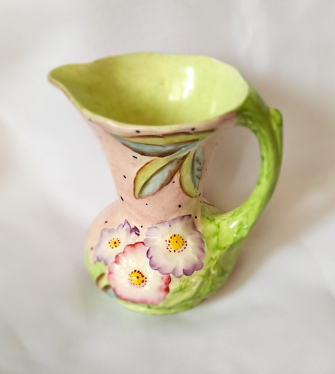 James Kent Pink and Green Floral Pitcher "annette" - Etsy