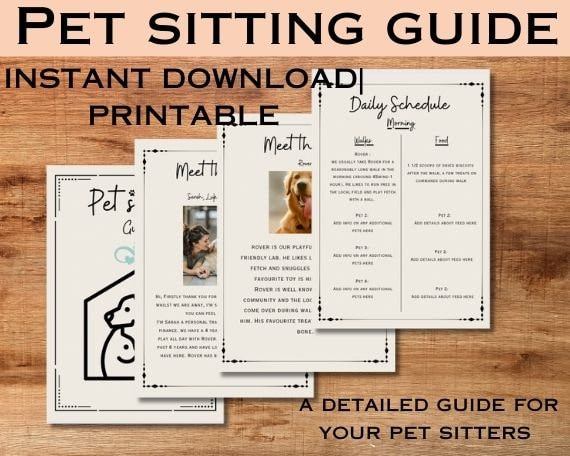 Printable Pet Sitting Guide, House Guide for Pet Sitters, Information ...