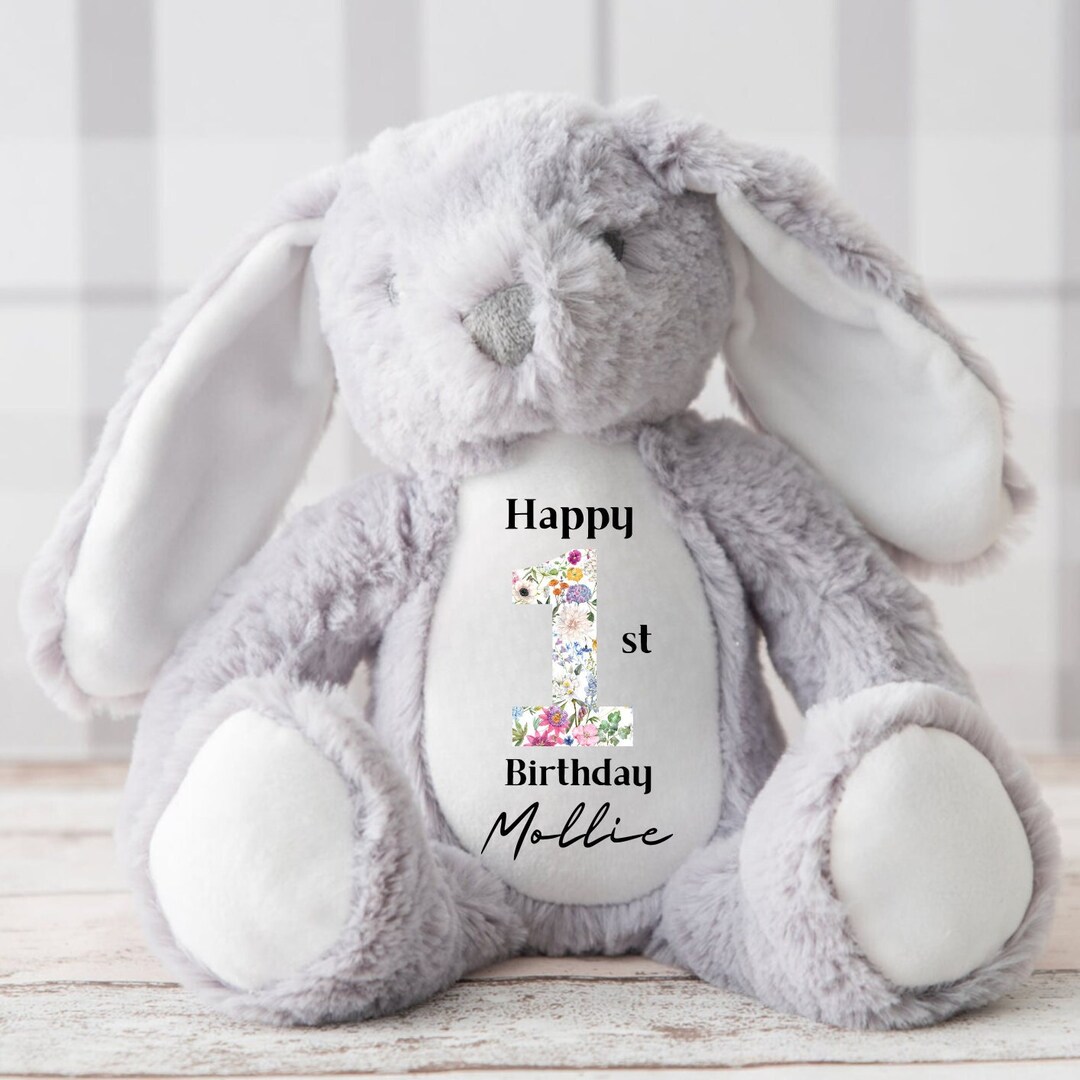 Personalised First Birthday Bunny Teddy 1st Birthday Gifts - Etsy UK