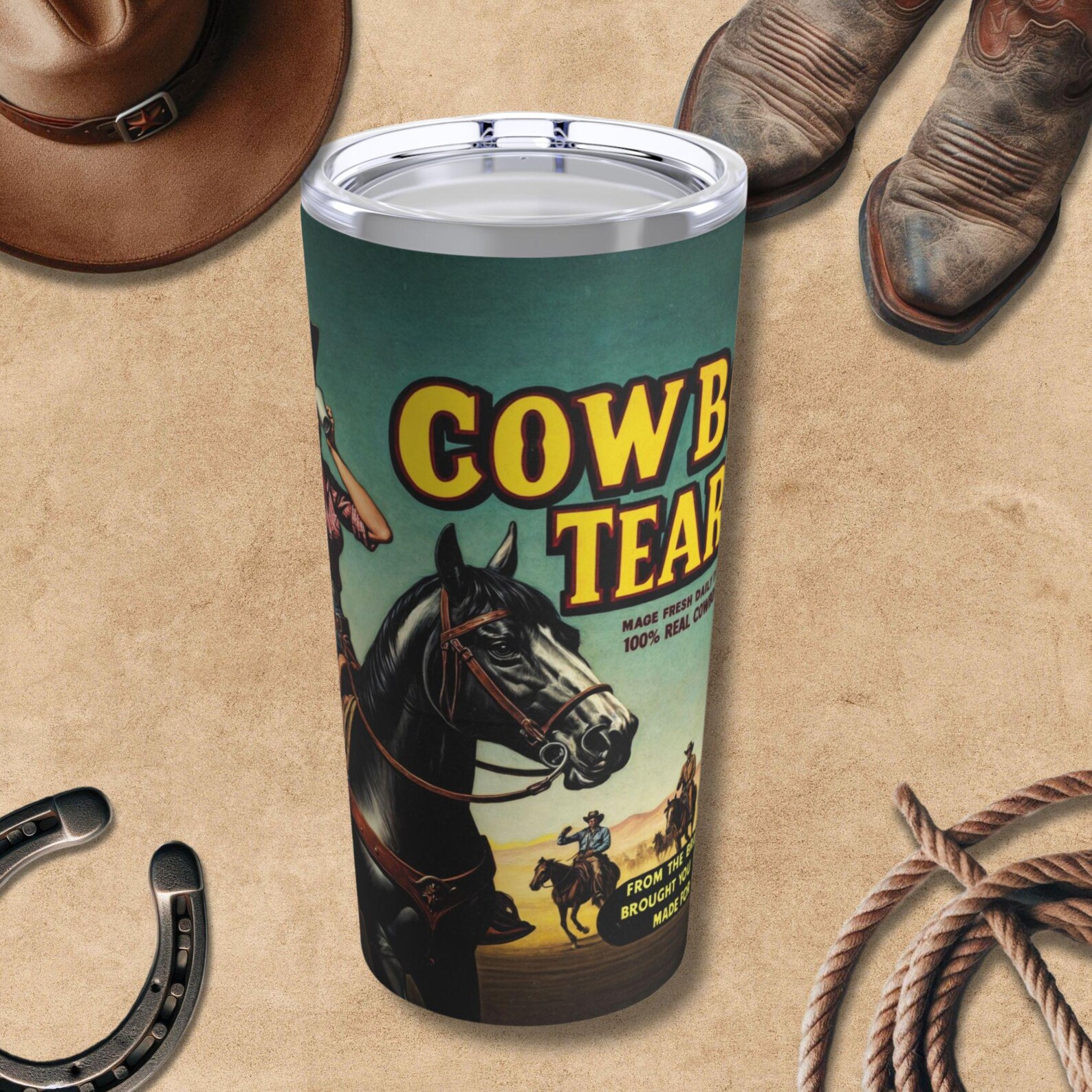 Retro Sassy Cowgirl Drinking Cowboy Tears Western Vintage Southwestern ...