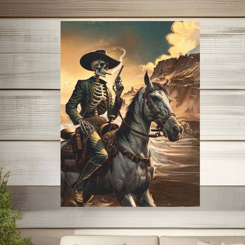 Skeleton Cowboy Poster Pulp Fiction Style Art Print: Retro Western ...