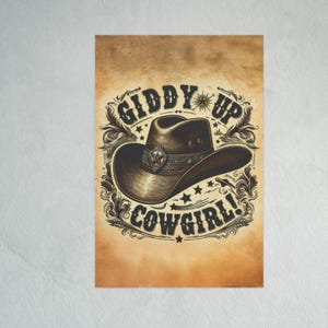 Giddy up Cowgirl Retro Illustration Old Country Wild Western Themed ...