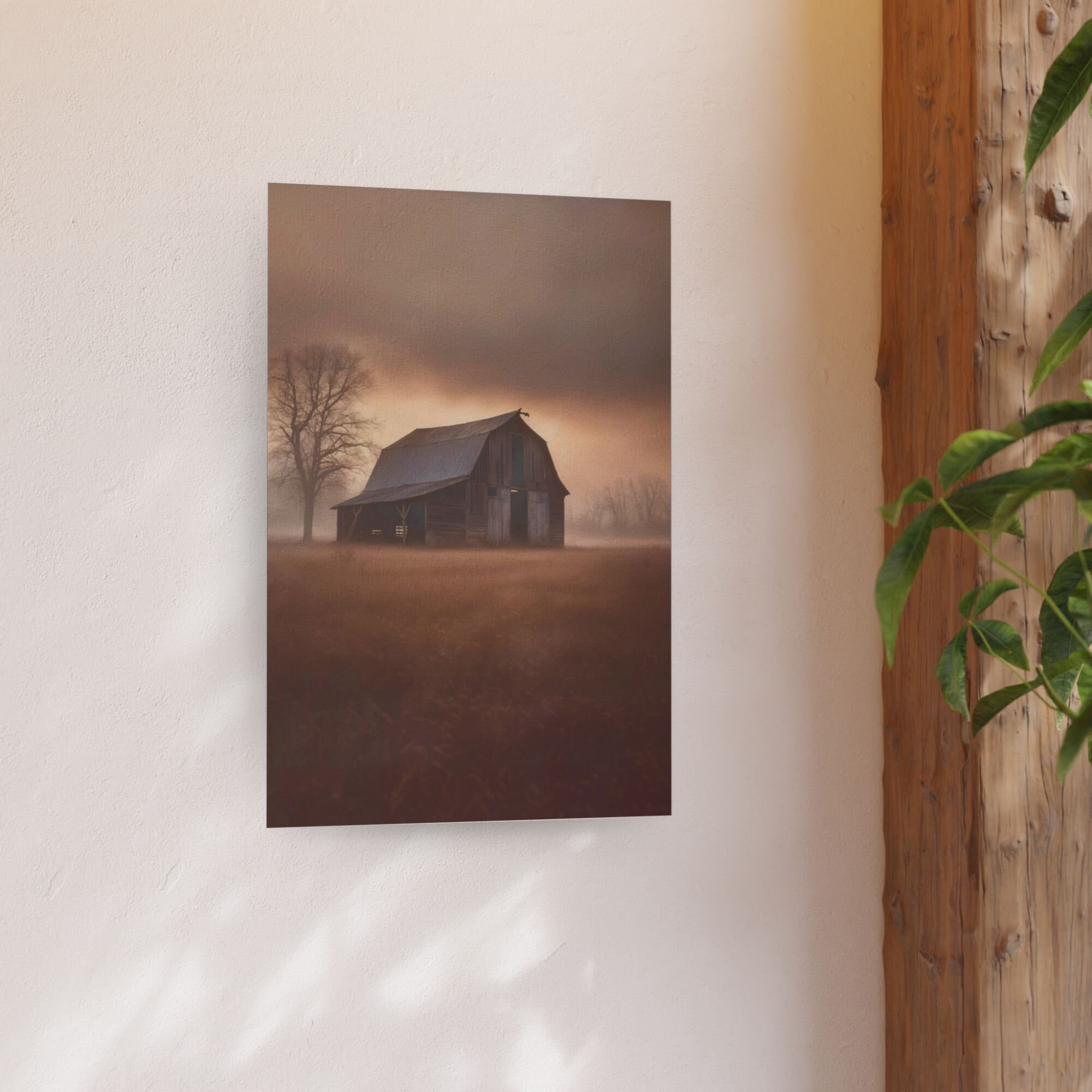 Rustic Old Brown Barn Landscape Art Print, Country Farmhouse Decor, Oil ...