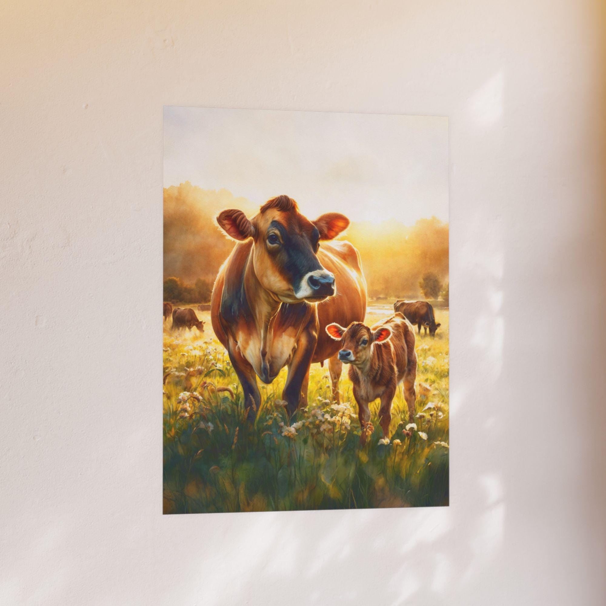Vintage Jersey Cow and Calf Poster Print: Rustic Farmhouse Wall Art - Etsy