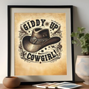 Giddy up Cowgirl Retro Illustration Old Country Wild Western Themed ...