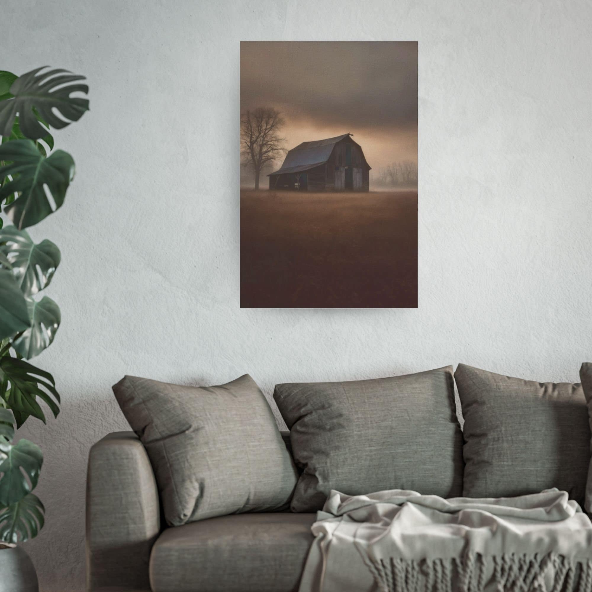 Rustic Old Brown Barn Landscape Art Print, Country Farmhouse Decor, Oil ...
