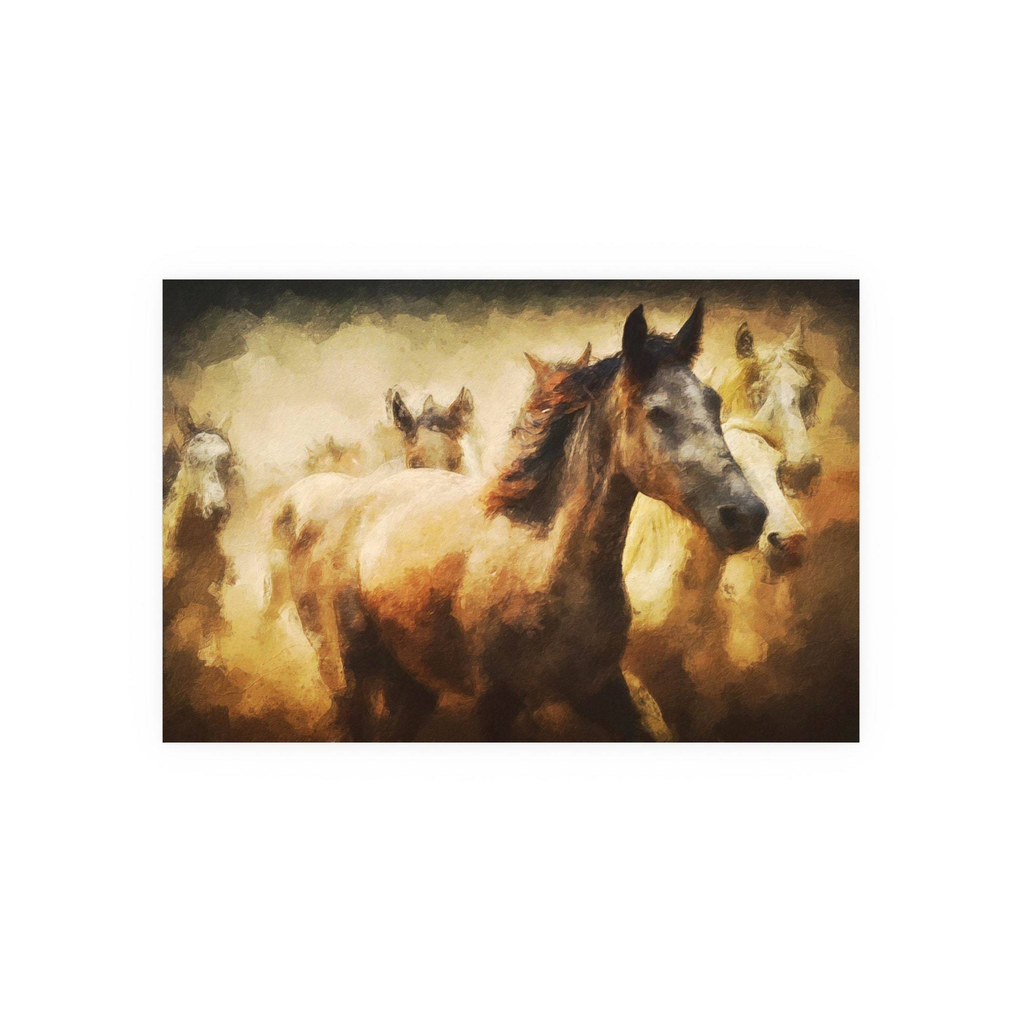 Running Horses Art Print, Rustic Ranch Western Decor, Equestrian ...