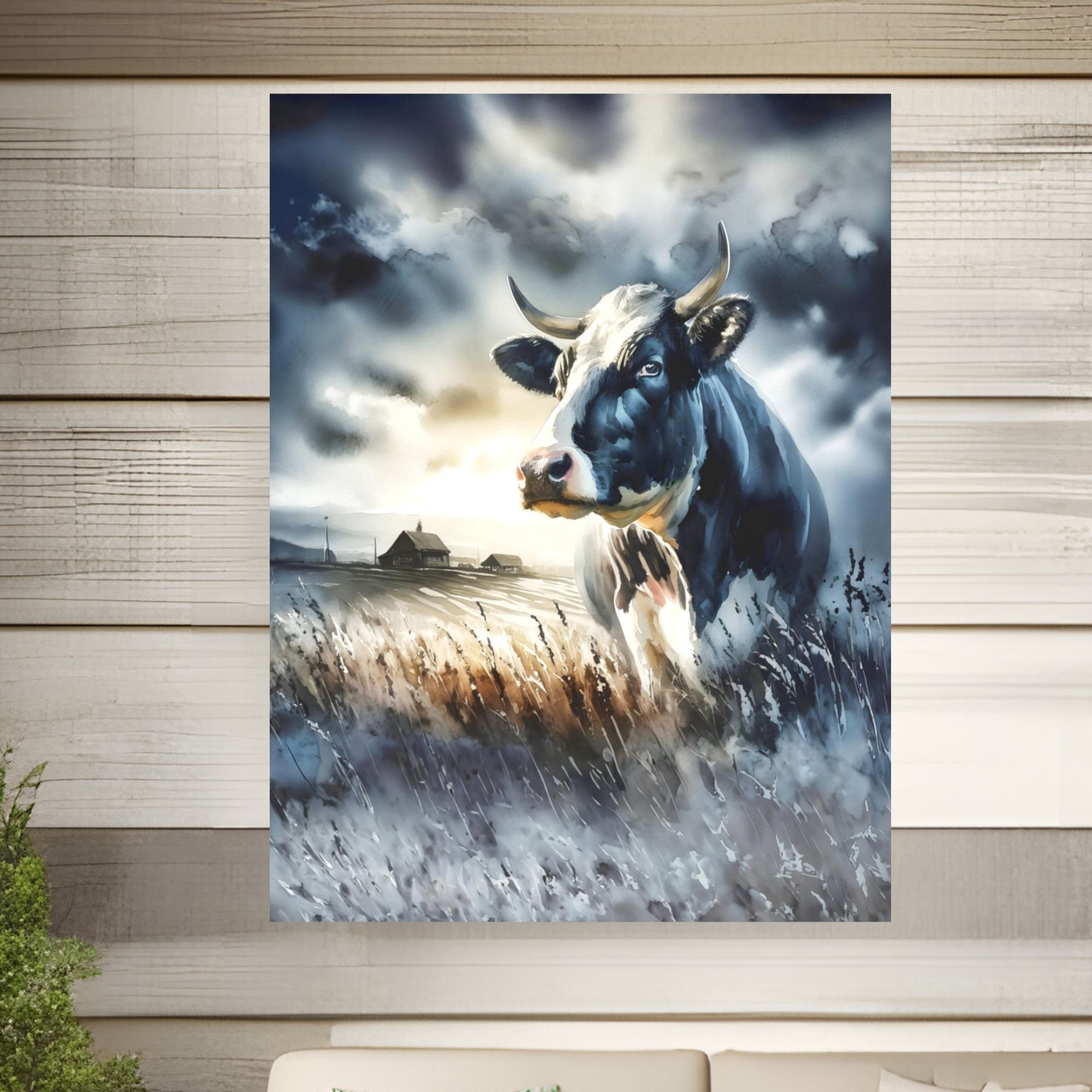 Holstein Cow Watercolor Poster Print: Farmhouse Cattle Art, Ranch Decor ...