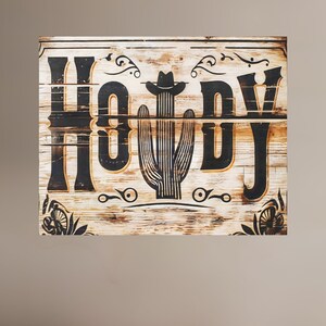 Howdy Welcome Sign Print Bold Vintage Style Country Western Typography ...