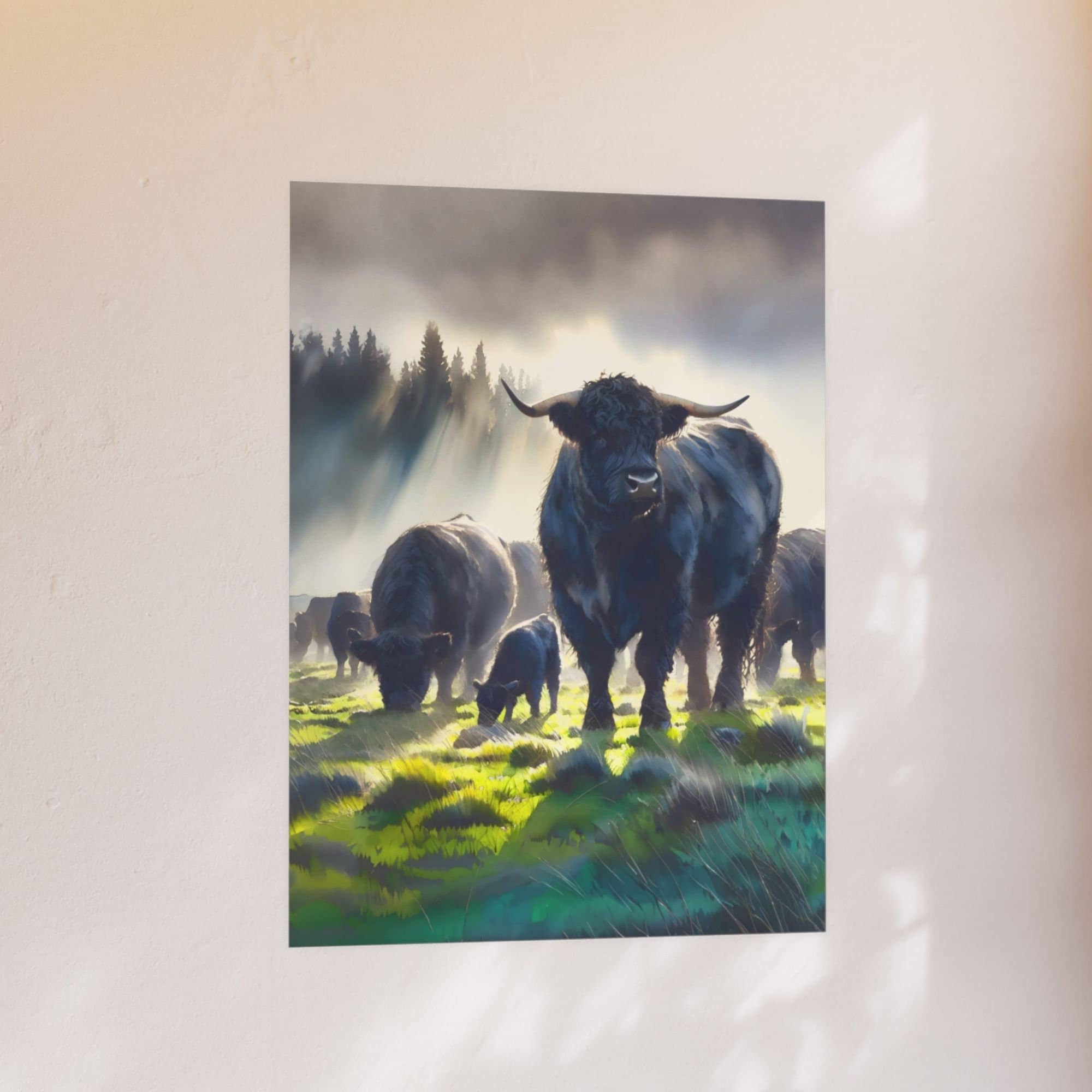 Black Angus Herd Print Cattle Watercolor Wall Art Farm Lovers Gifts ...