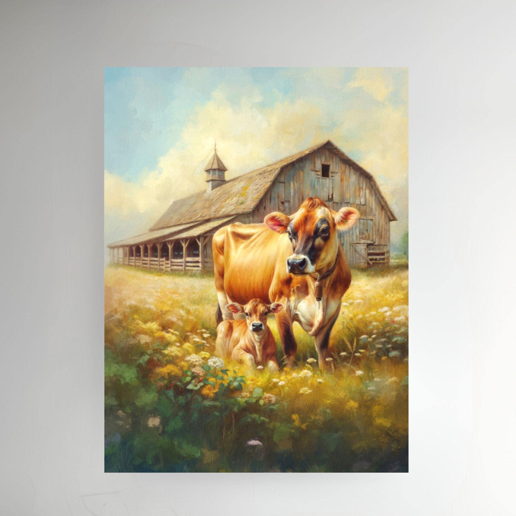 Jersey Cow and Calf Watercolor Painting Poster Print Farmhouse Wall ...