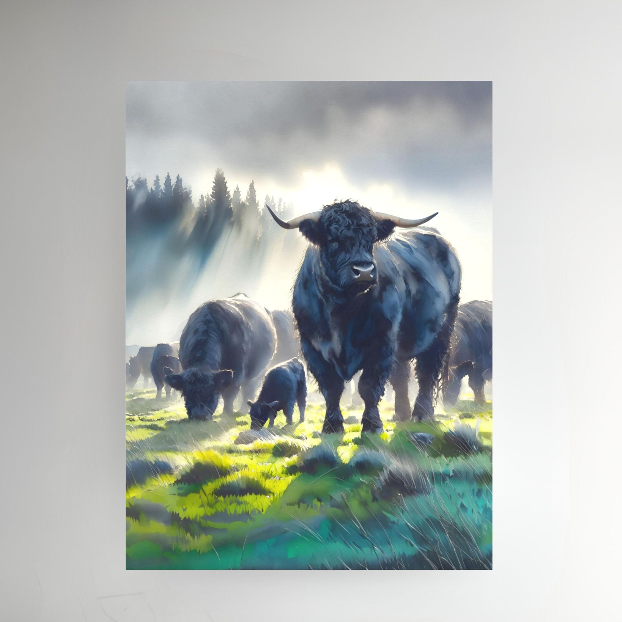 Black Angus Herd Print Cattle Watercolor Wall Art Farm Lovers Gifts ...