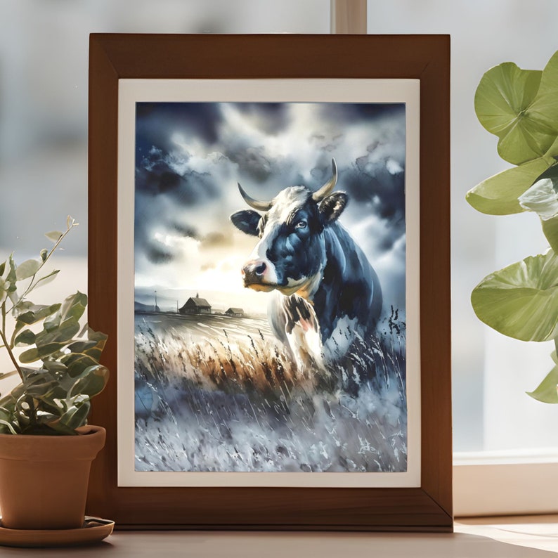 Holstein Cow Watercolor Print: Farmhouse Cattle Art, Ranch Decor - Etsy