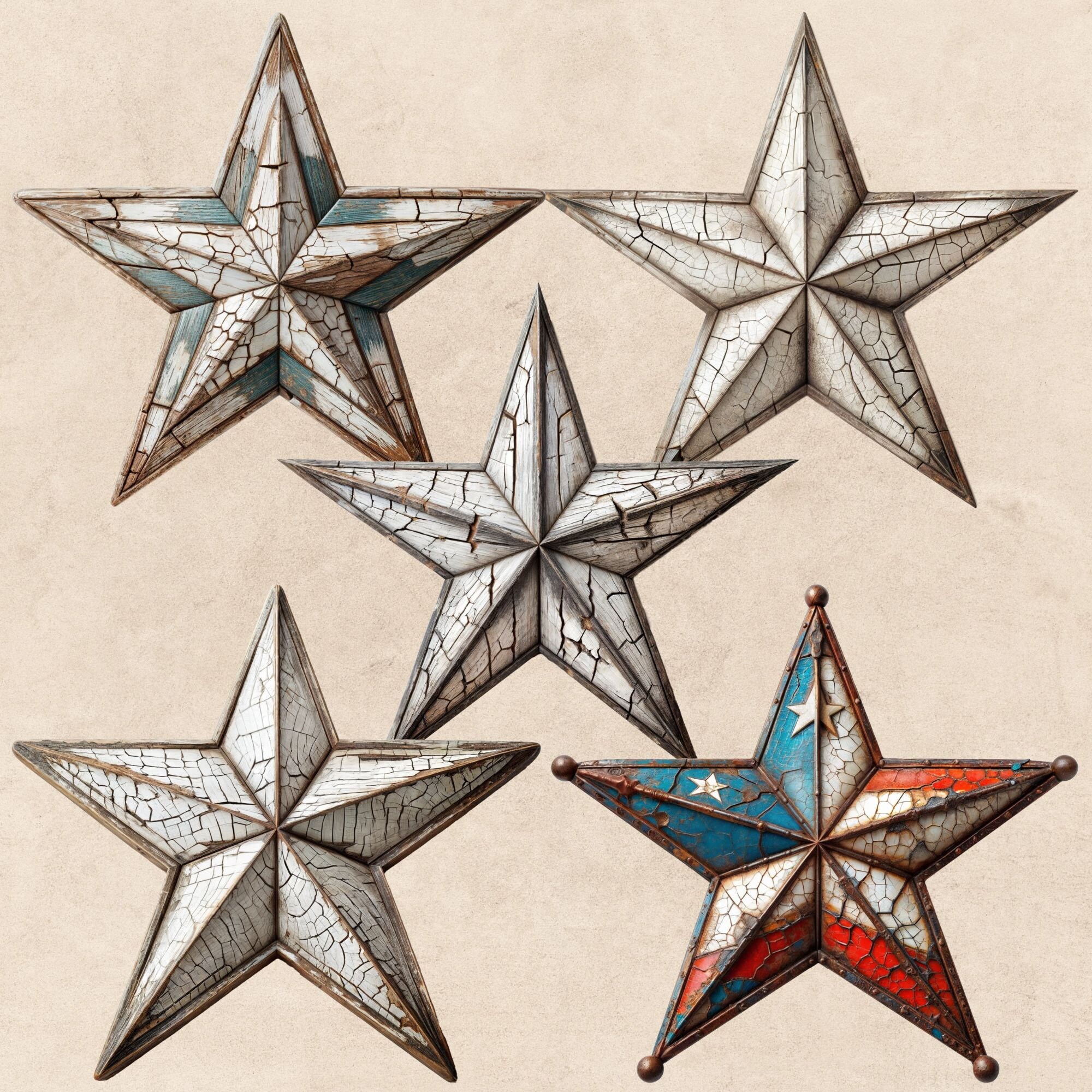 Distressed Western Star Clipart 20 PNG Bundle Transparent Background ...