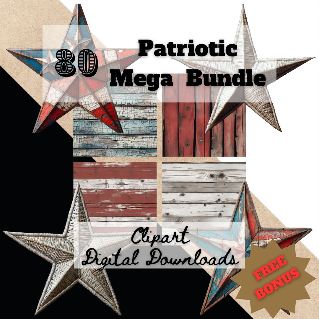 Distressed Patriotic Clipart 80 PNG Mega Bundle Transparent Background ...