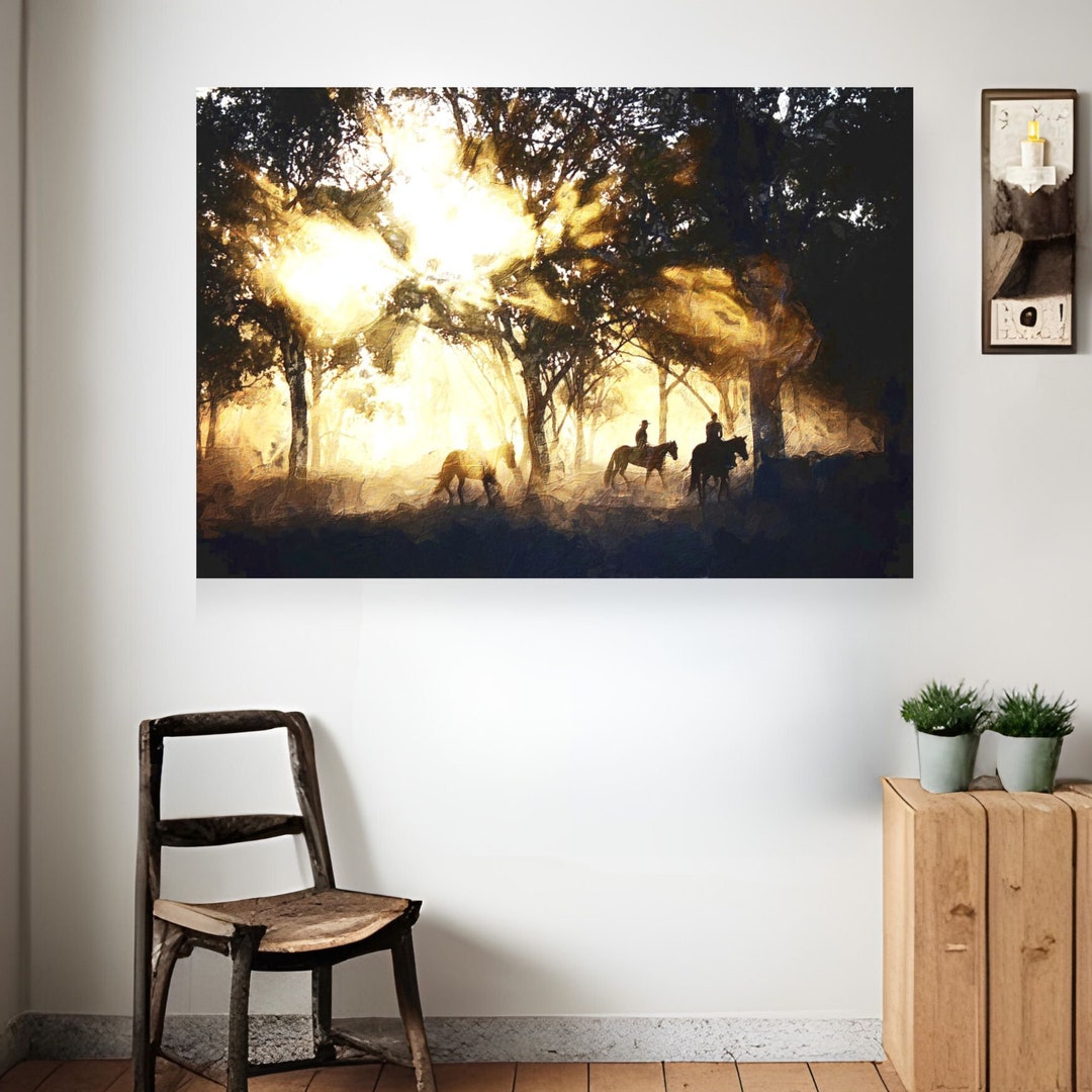 Cowboy Artwork Rustic Ranch Art Wild Mustangs Photography Horse Poster ...