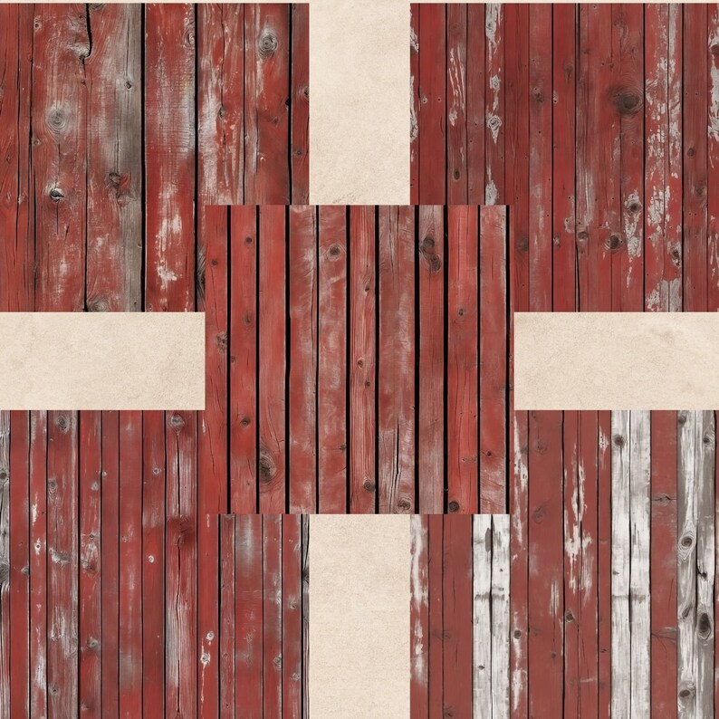 Red Barn Wood Seamless Pattern: Rustic Woodgrain Digital Paper (digital ...