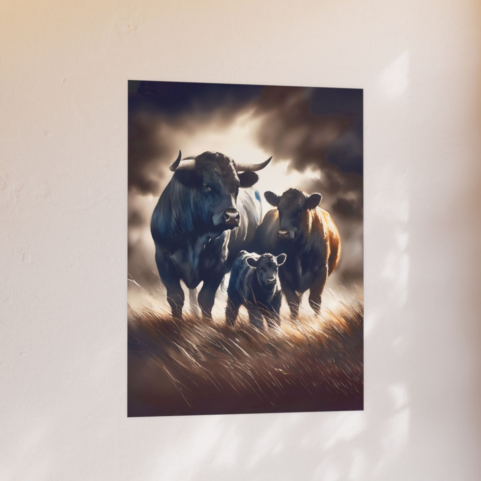 Black Angus Cow and Calf Poster Print: Watercolor Cattle Farmhouse Wall ...