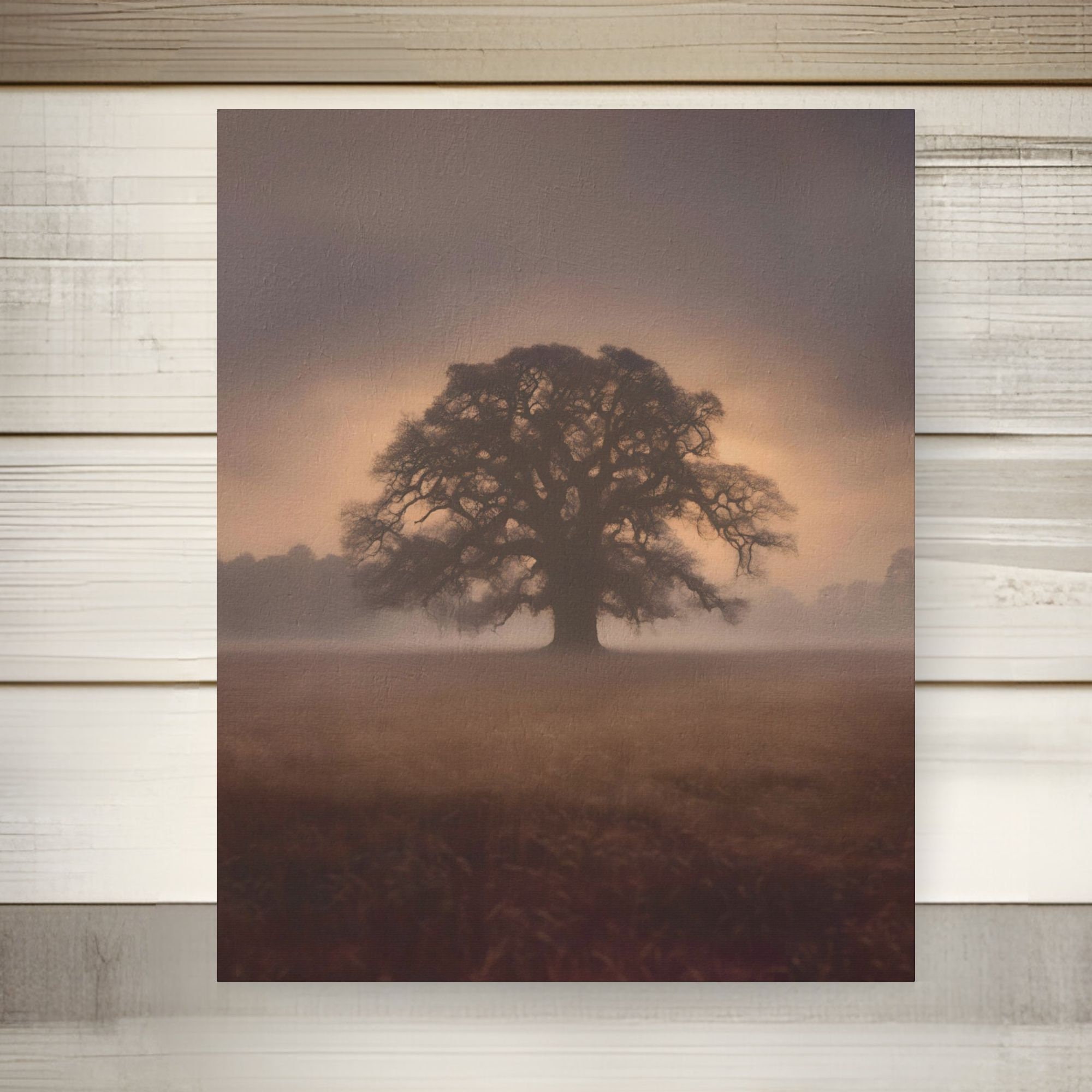 Rustic Fall Oak Tree Oil Painting Style Print Autumn Farm Landscape ...
