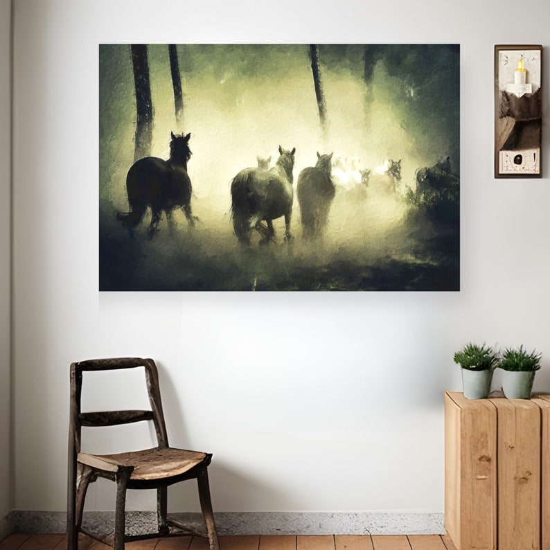 Running Horses Decor Ranch Wall Art Print Wild Mustang - Etsy