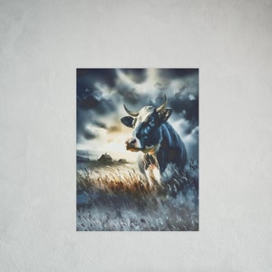 Holstein Cow Print Cattle Watercolor Bull Illustration Calf Wall Art ...