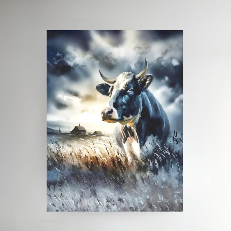 Holstein Cow Watercolor Print: Farmhouse Cattle Art, Ranch Decor - Etsy