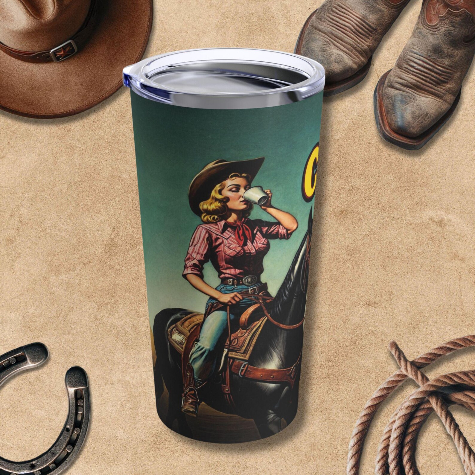 Retro Sassy Cowgirl Drinking Cowboy Tears Western Vintage Southwestern ...