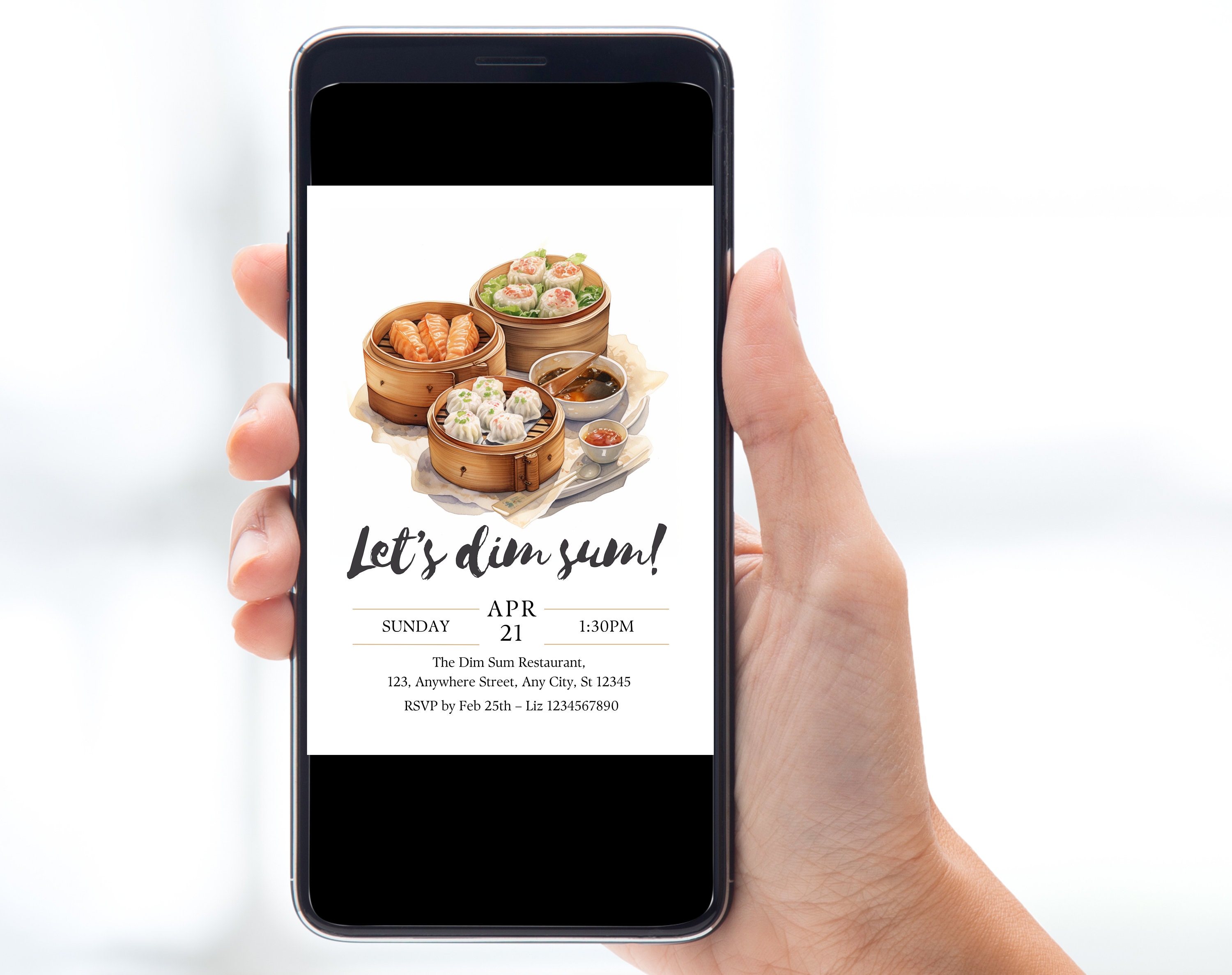 Dim Sum Brunch, Dim Sum Breakfast Invitation, Dumpling Birthday ...