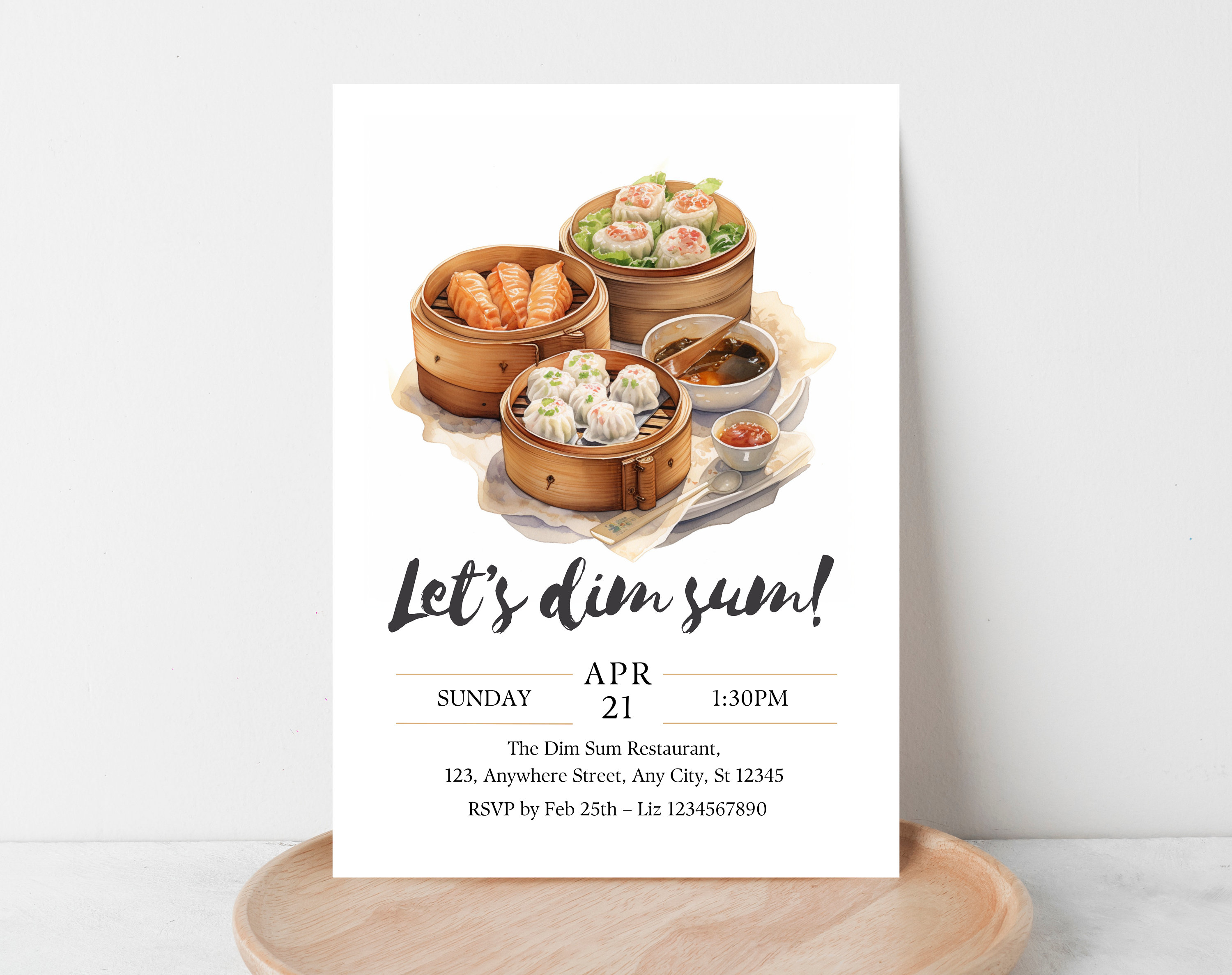 Dim Sum Brunch, Dim Sum Breakfast Invitation, Dumpling Birthday ...
