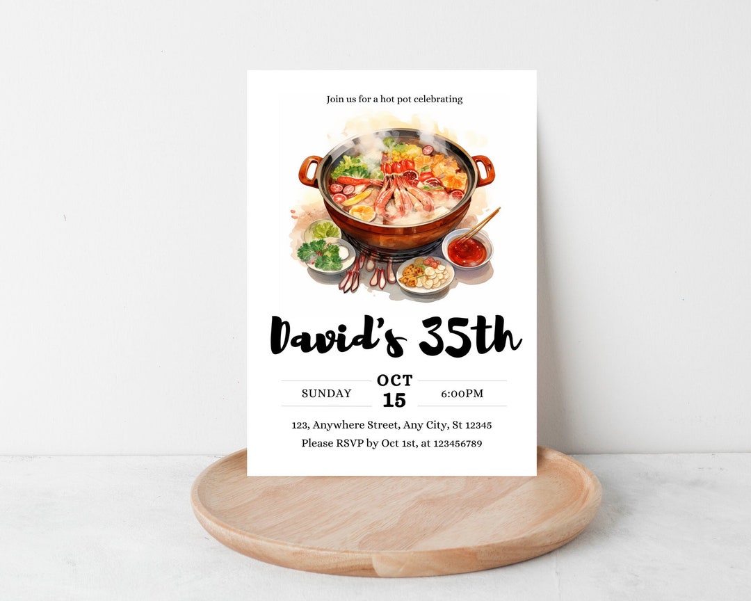 Editable Hotpot Birthday Invitation, Hot Pot Dinner Invite, Steamboat ...