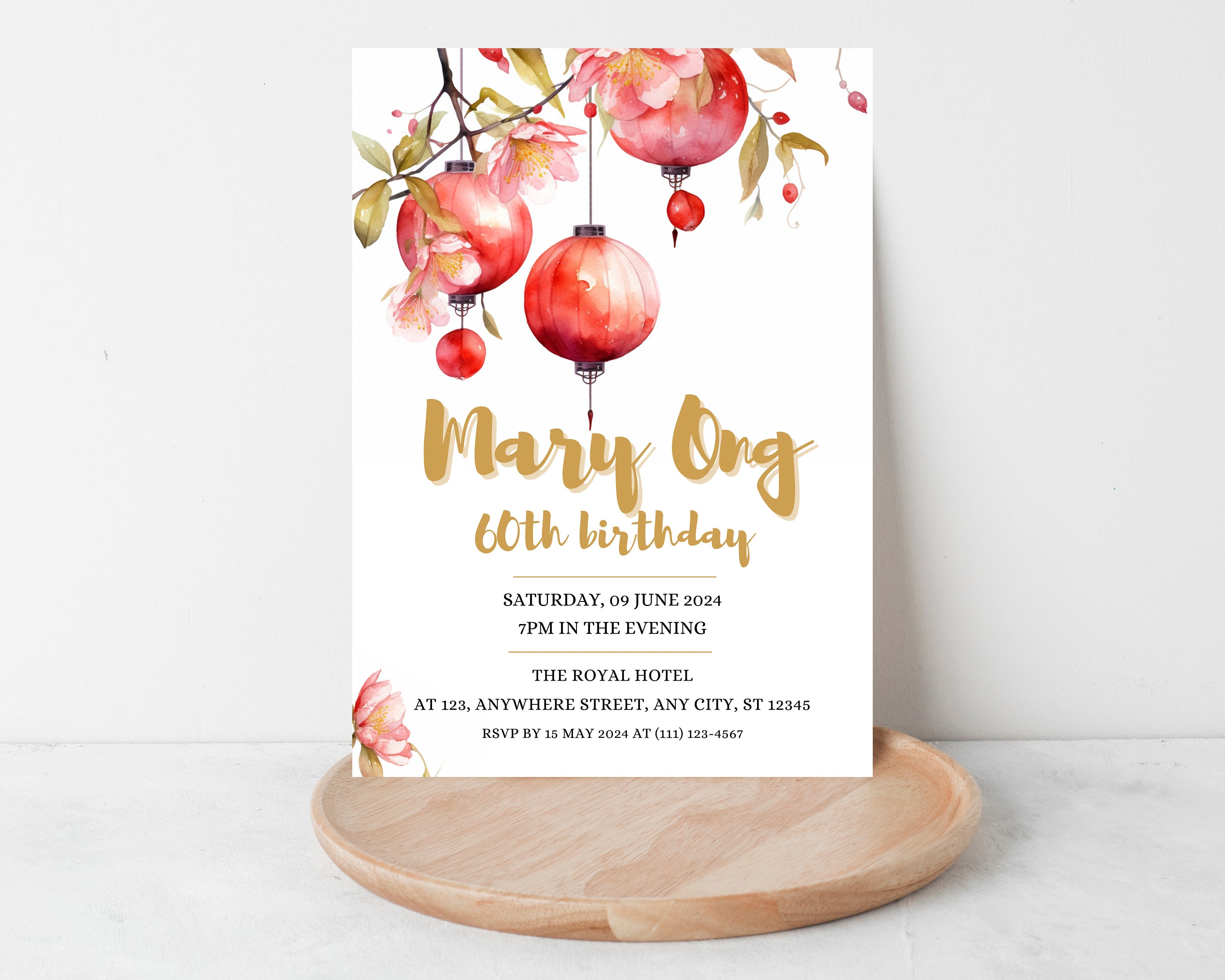 Chinese Birthday Invitation, Chinese Birthday Invite, Oriental Birthday ...