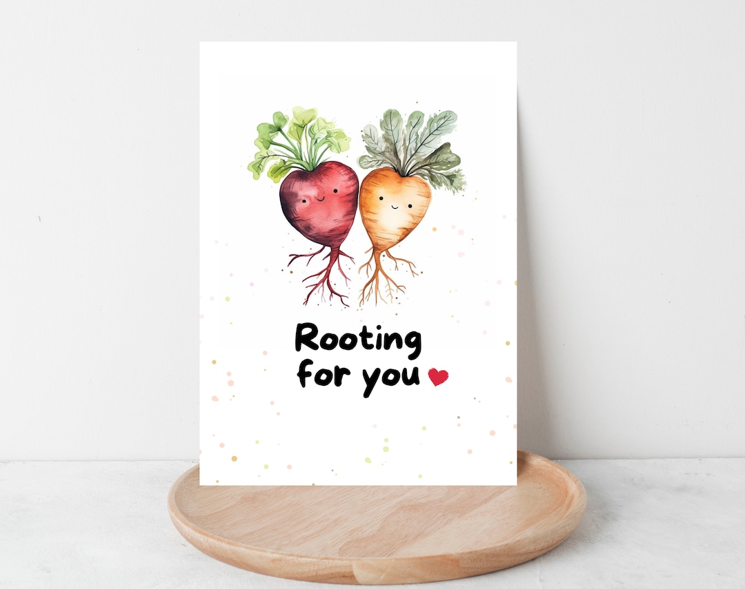Rooting for You Card, Friend Appreciation, Pun, Punny Card, Cute Thank ...