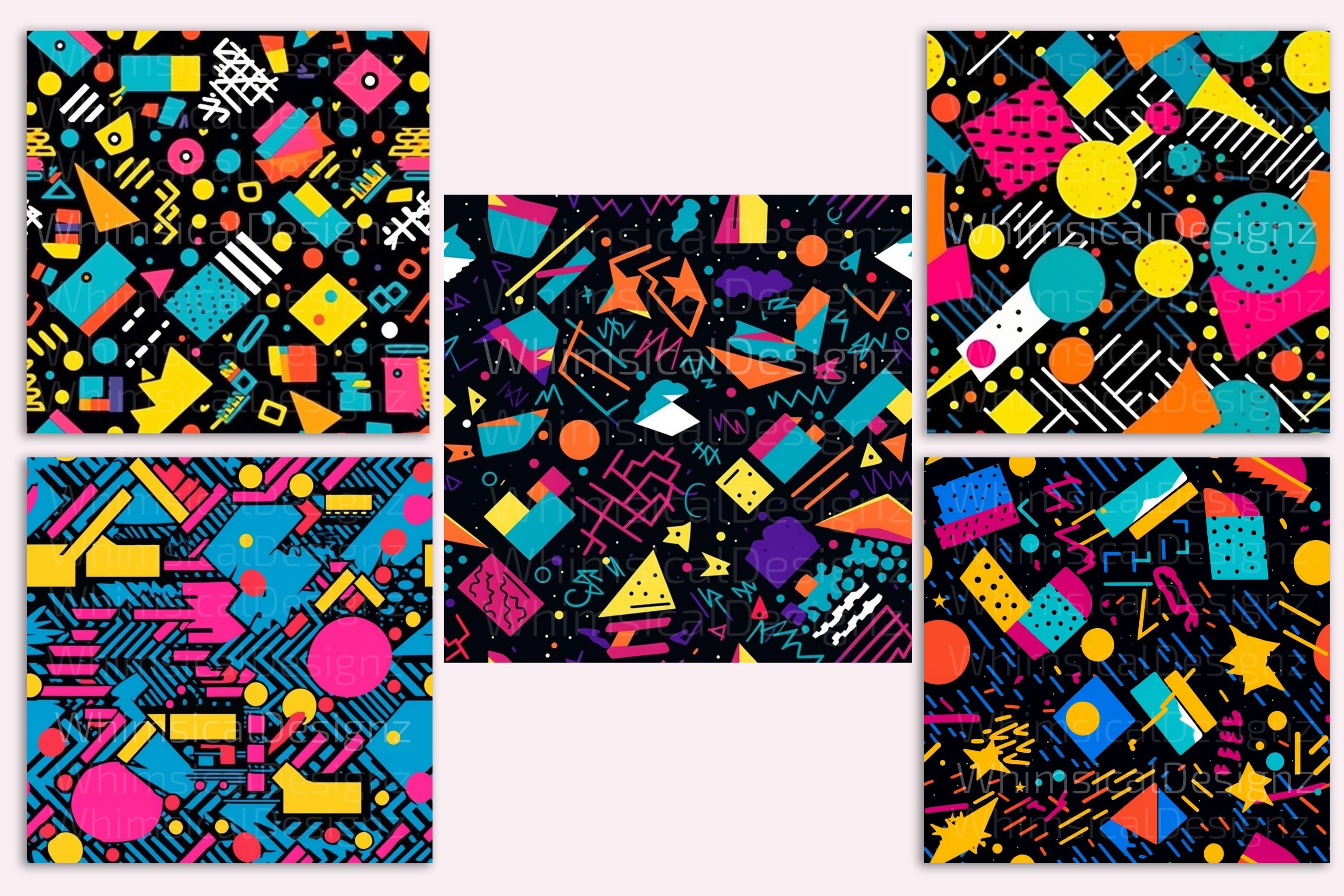 20 80's Inspired Seamless Pattern, Digital Paper Pack, Retro Graphic ...