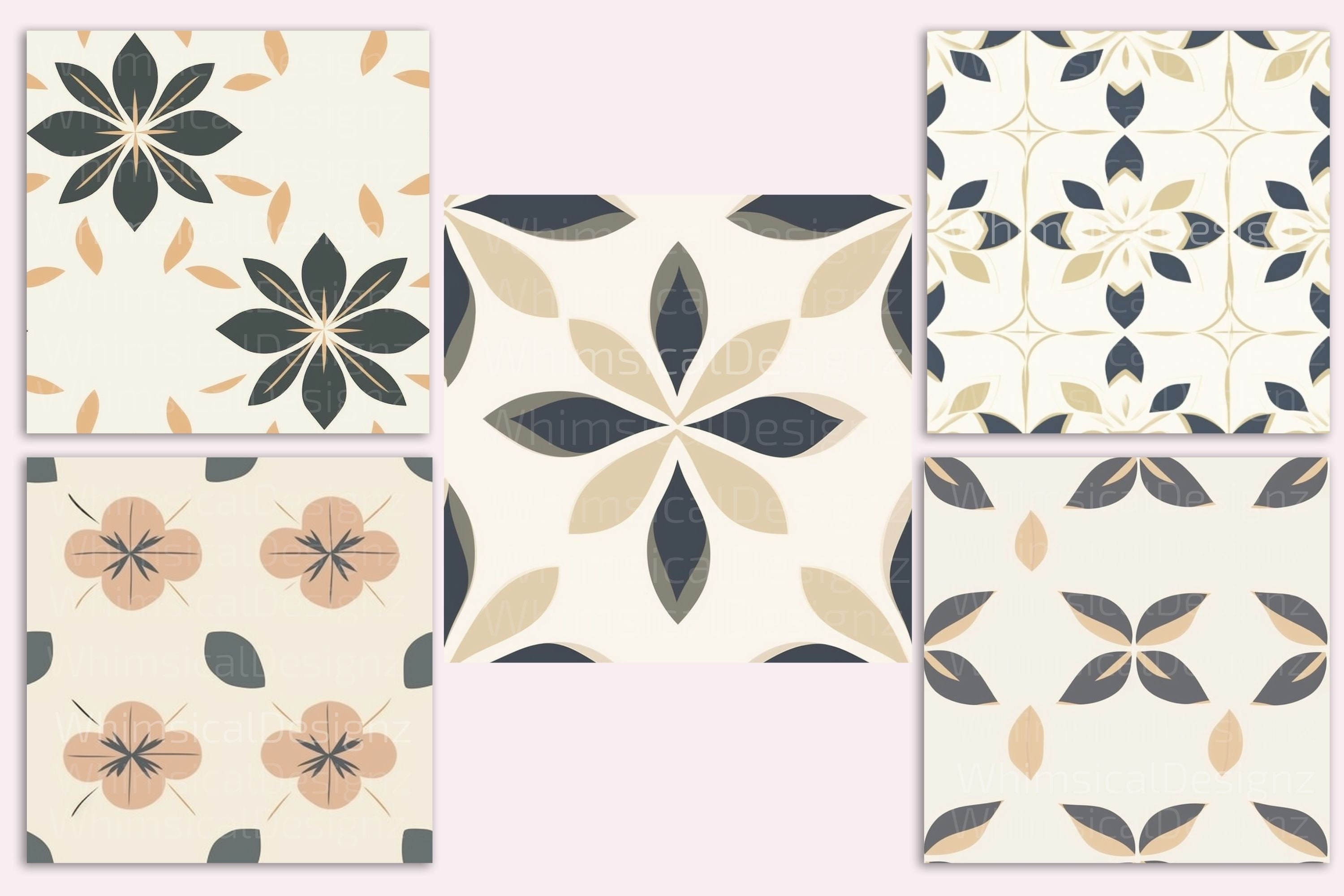 20 Neutral Minimalist Floral Seamless Pattern, Digital Paper Pack ...