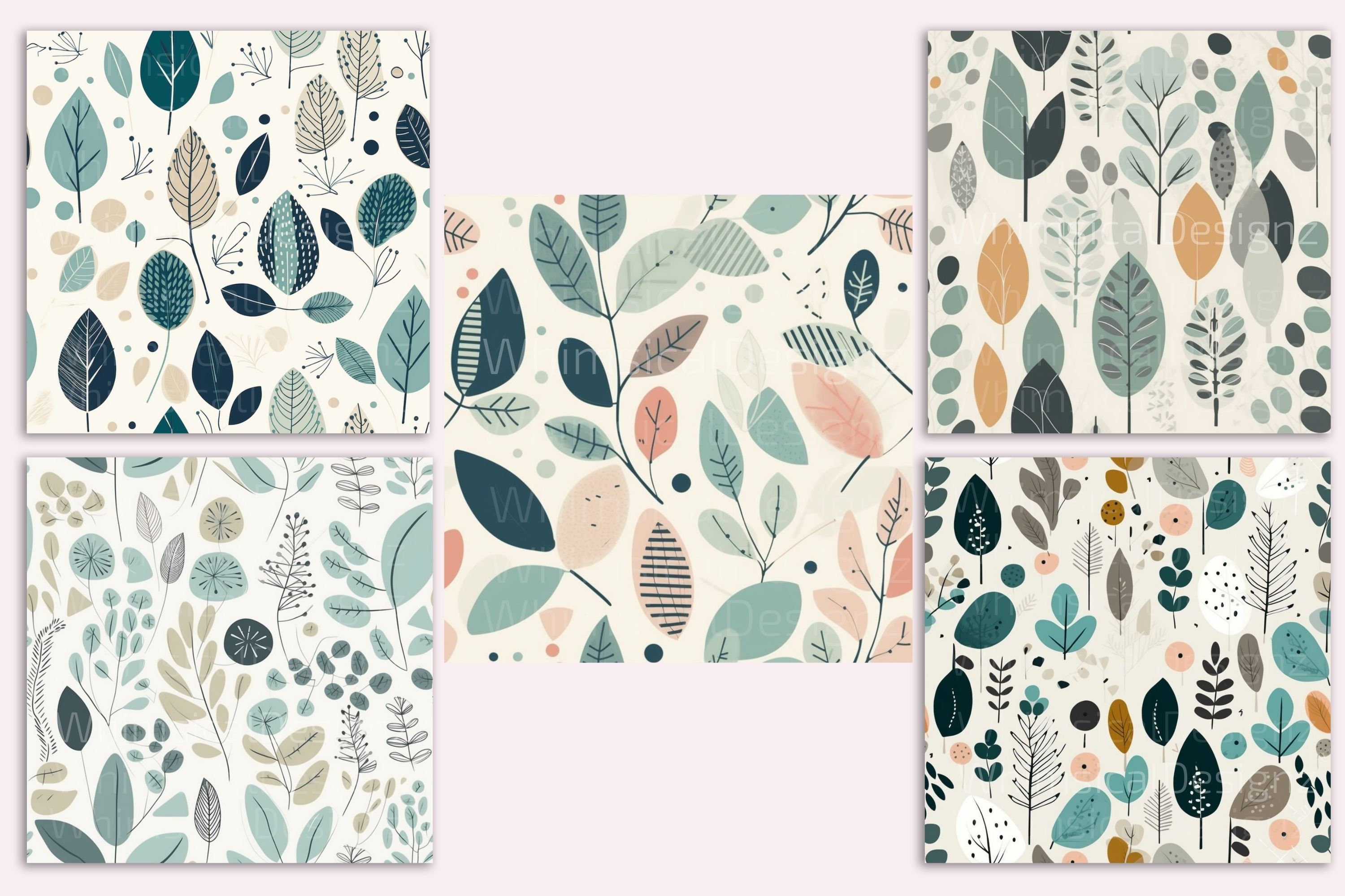 20 Scandinavian Foliage Seamless Pattern, Digital Paper Pack ...