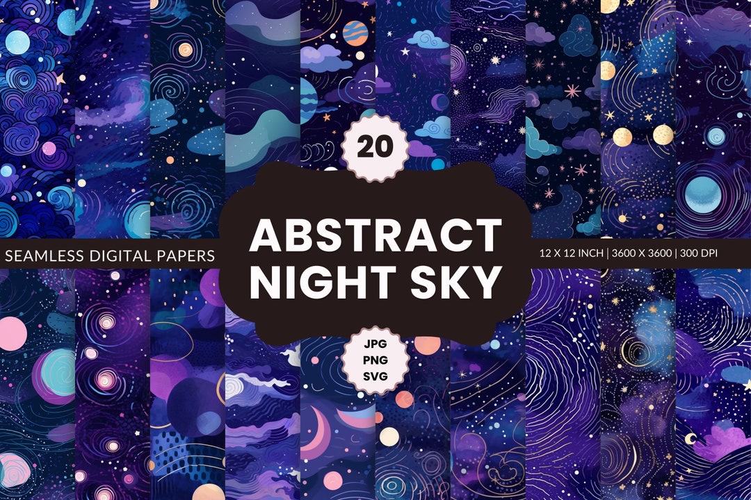 20 Abstract Night Sky Seamless Pattern Digital Paper Pack - Etsy