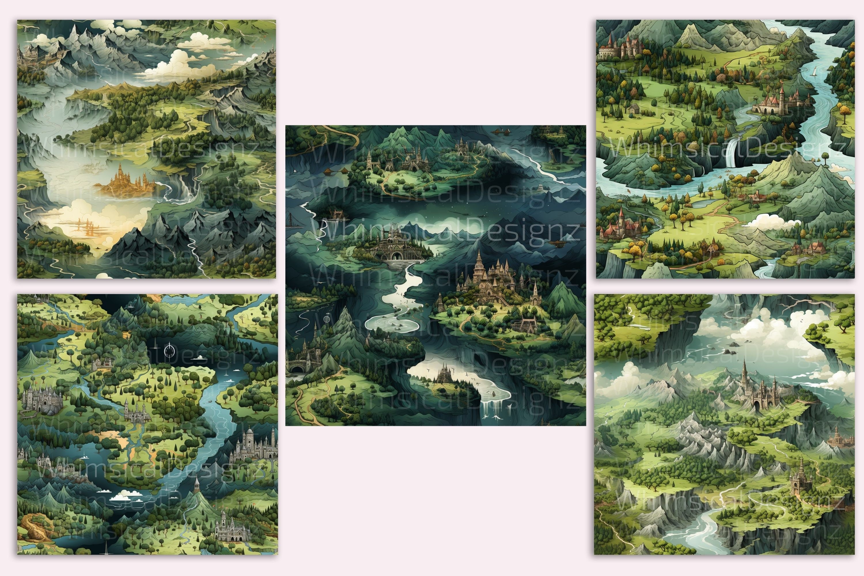 20 Fantasy Maps Seamless Pattern Digital Paper Pack Video - Etsy