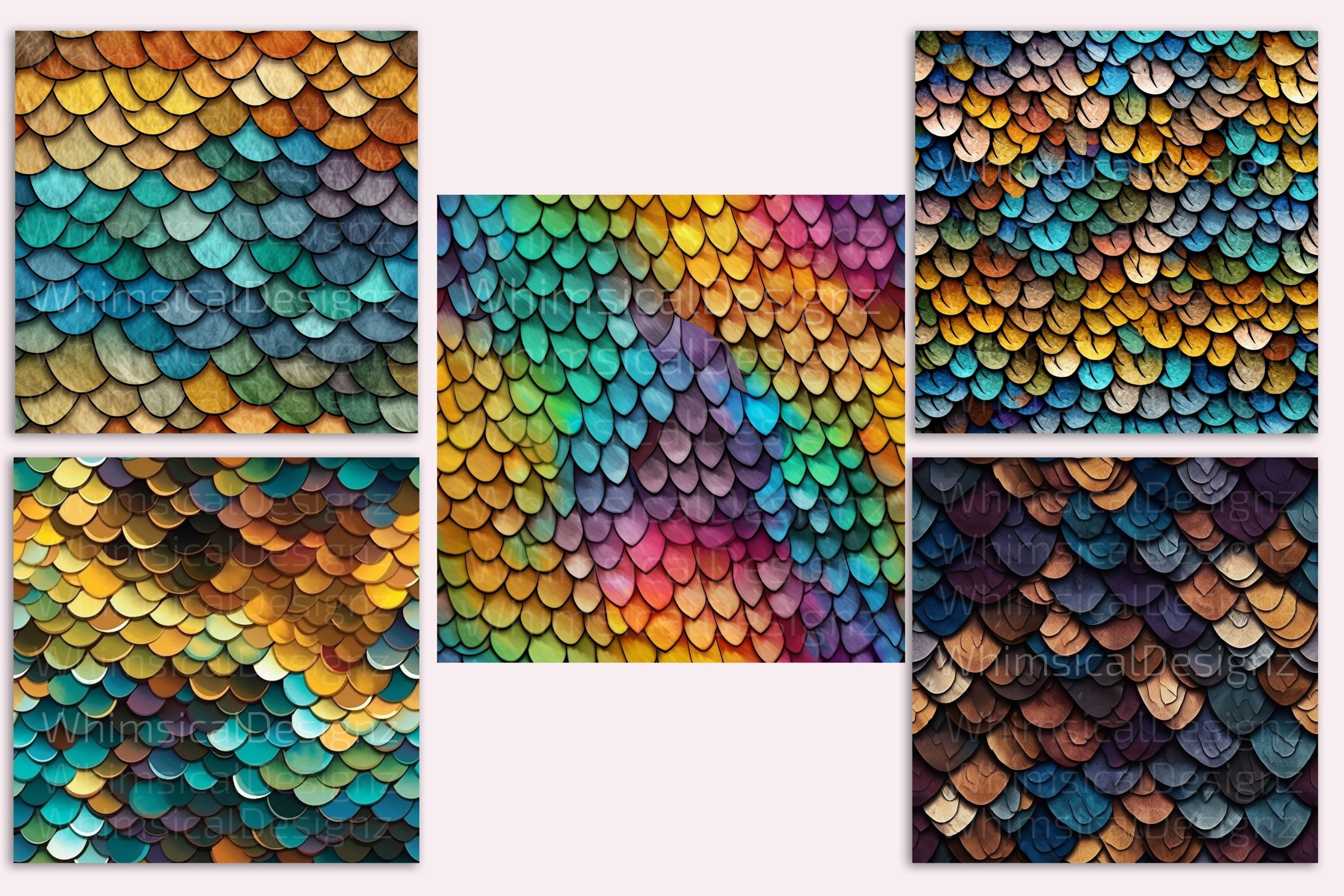20 Animal Scales Seamless Pattern, Digital Paper Pack, Reptile-inspired ...