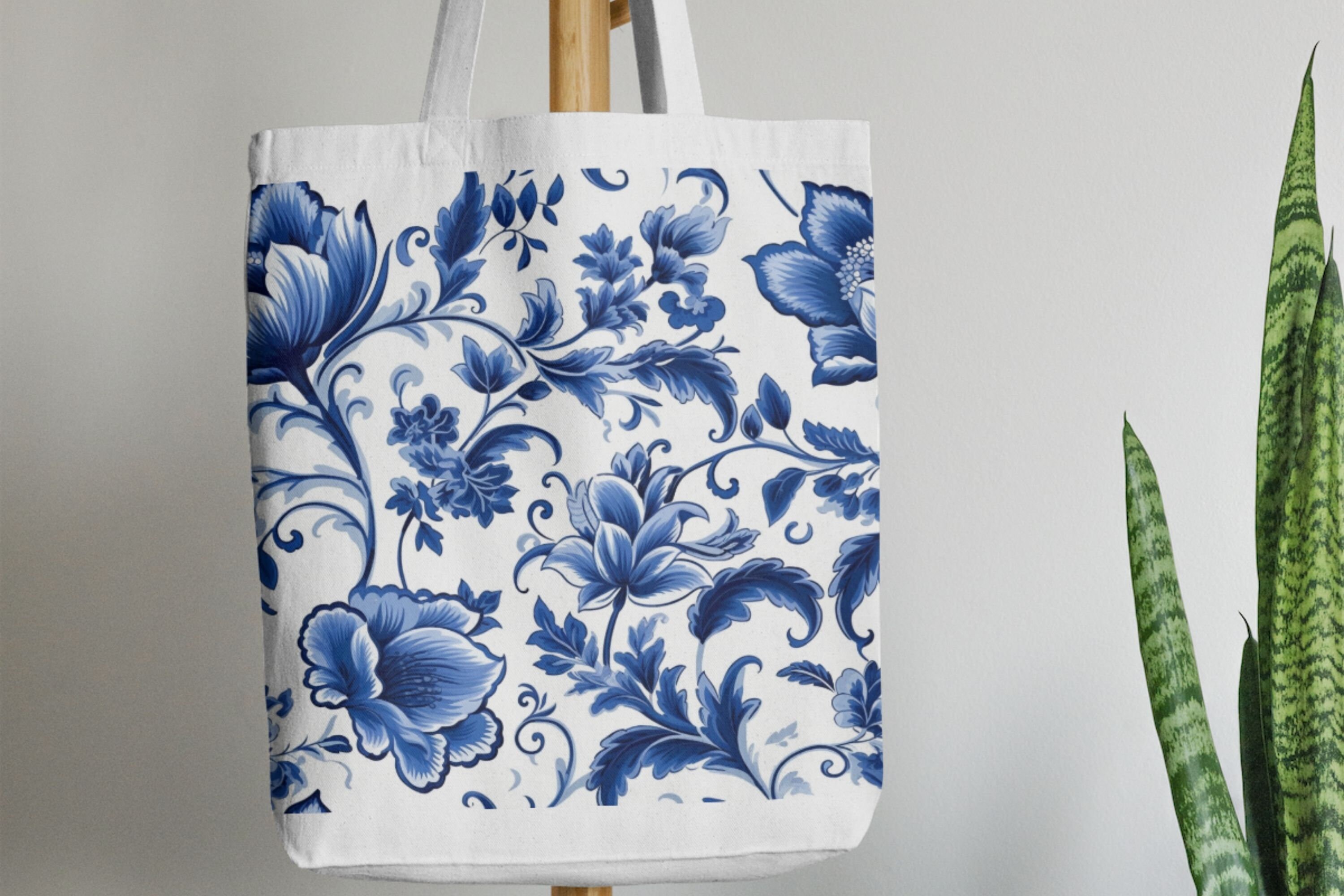 20 Delft Blue Florals Seamless Pattern, Digital Paper Pack, Blue and ...