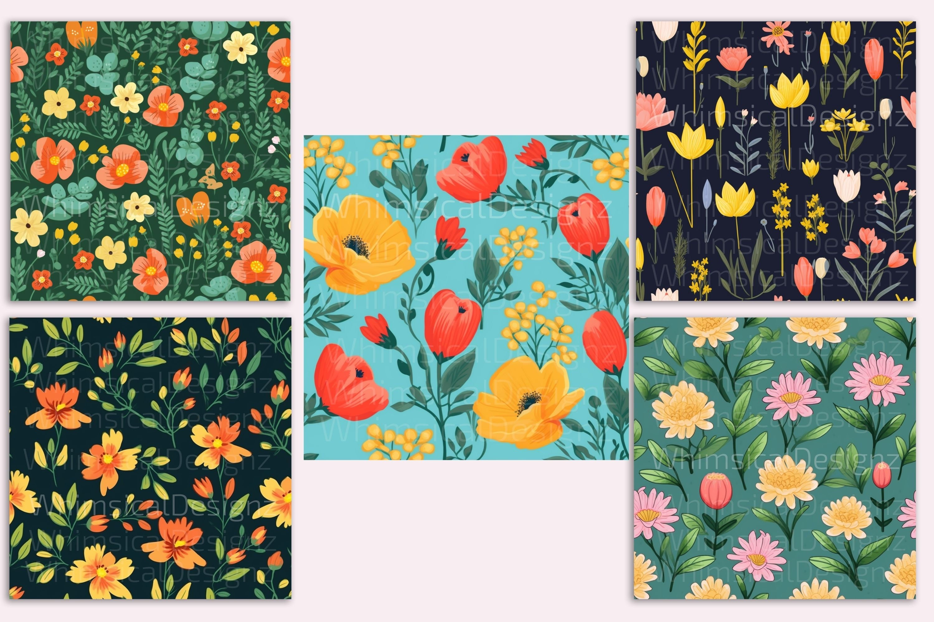 20 Wes Anderson Flowers Wallpaper Seamless Pattern, Digital Paper Pack ...