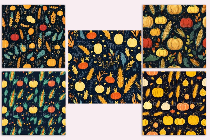 20 Fall Harvest Seamless Leaves Pattern, Digital Paper Pack, Autumn ...