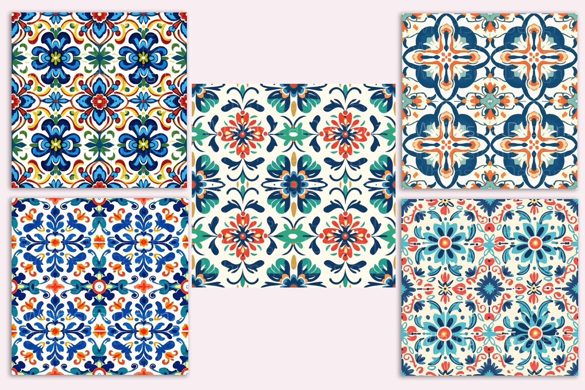 20 Vintage Portuguese Seamless Pattern, Digital Paper Pack, Retro ...