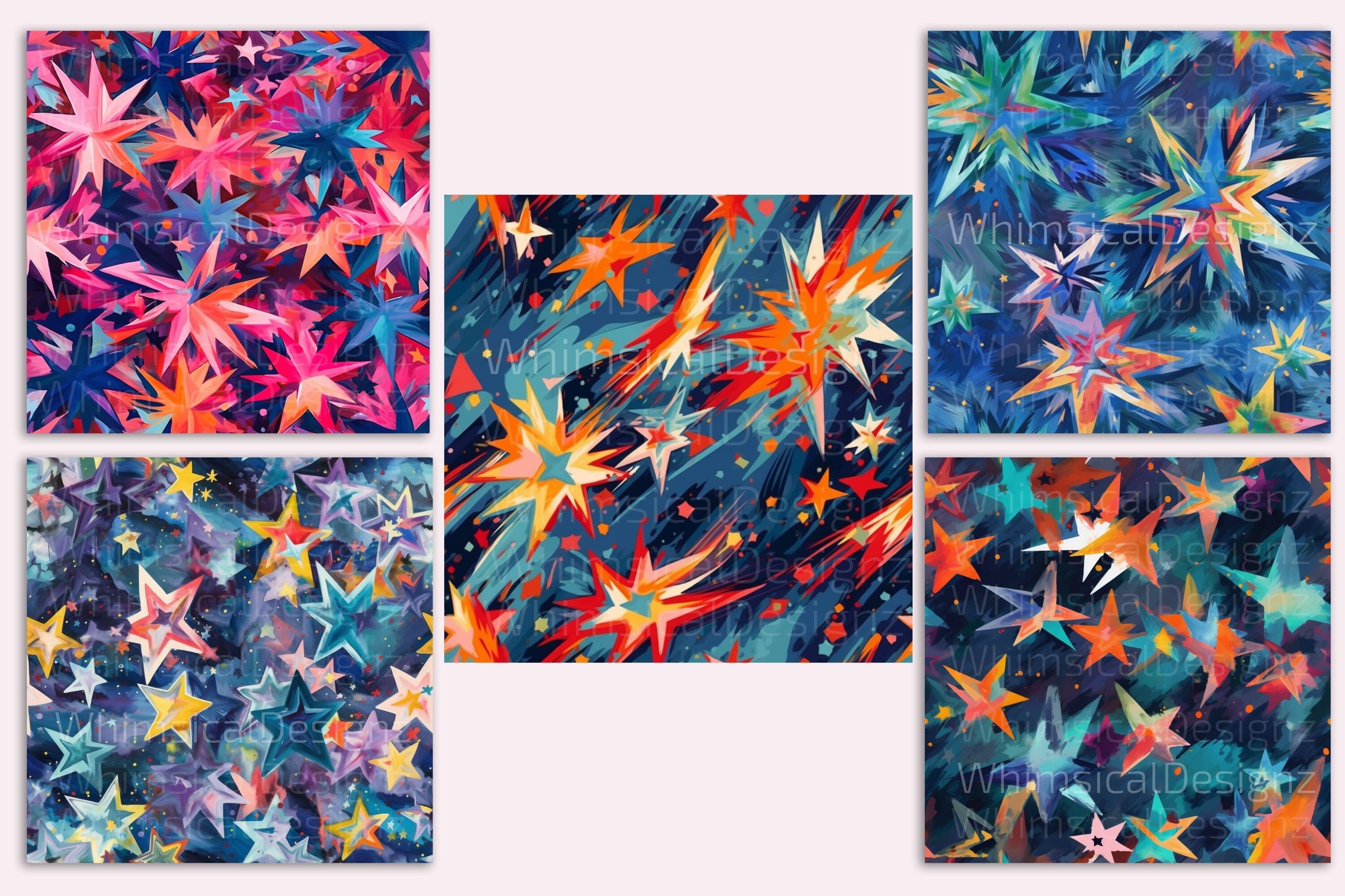 20 Starburst Brush Strokes Seamless Pattern, Digital Paper Pack, Sky ...