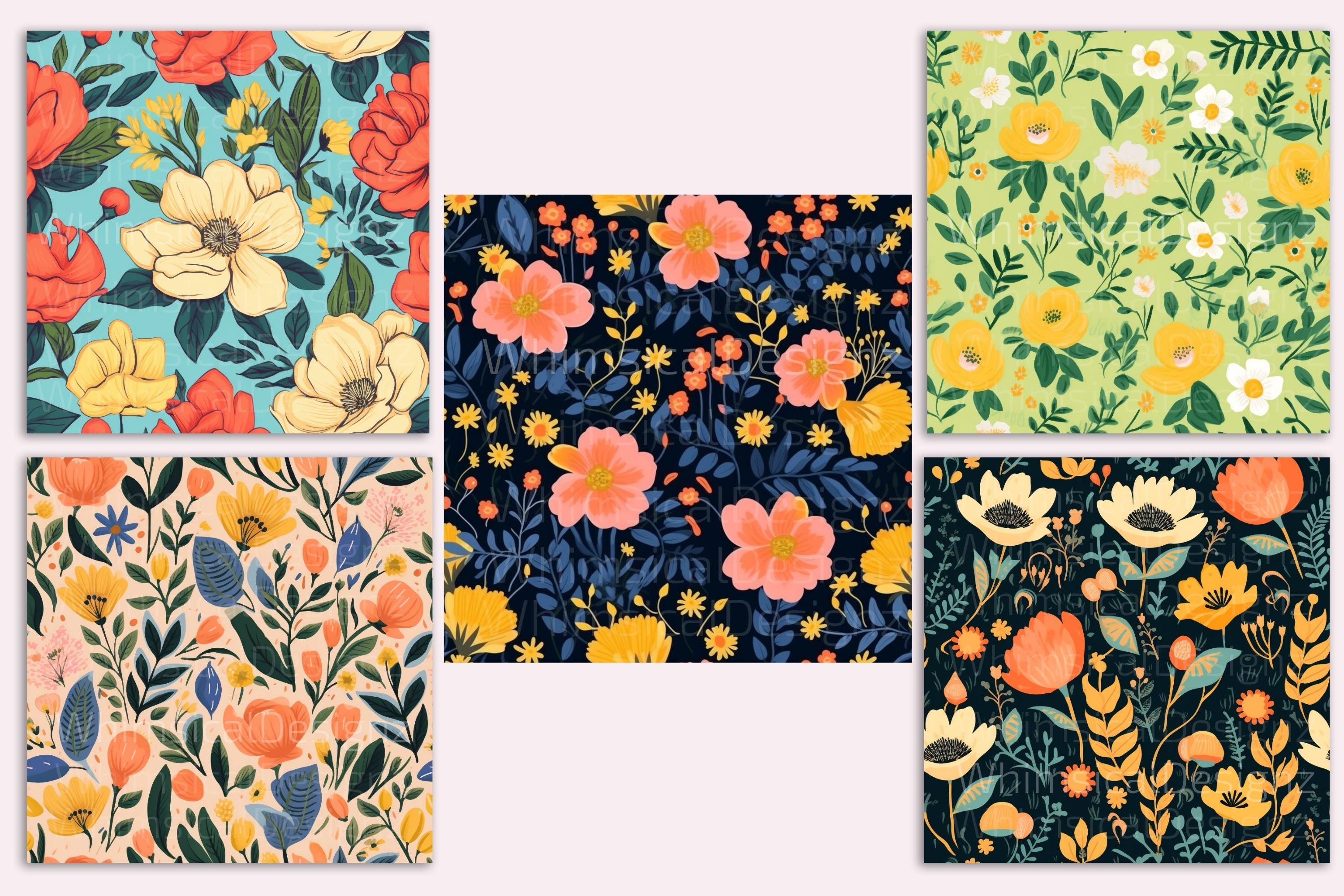 20 Wes Anderson Flowers Wallpaper Seamless Pattern, Digital Paper Pack ...