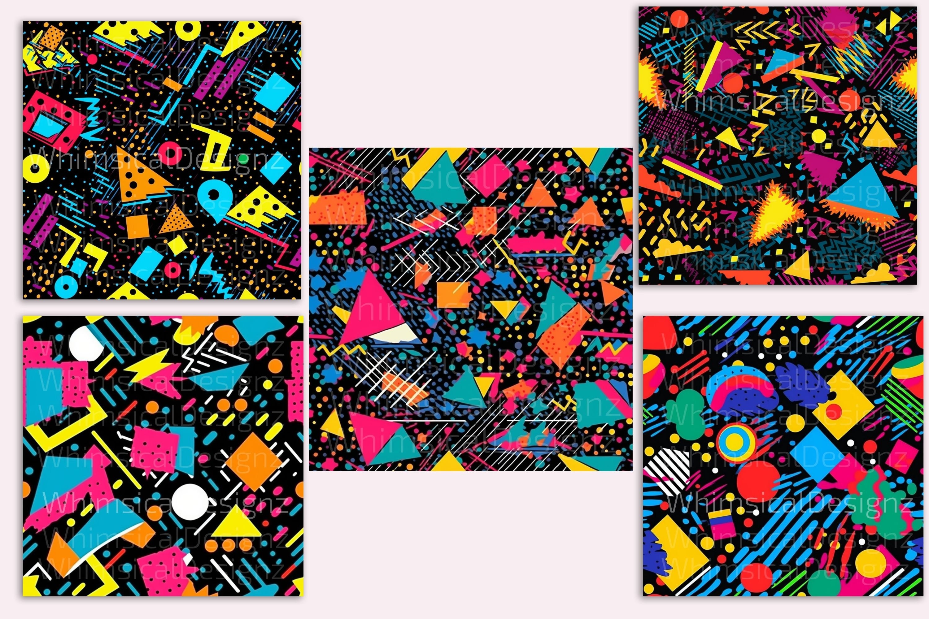 20 80's Inspired Seamless Pattern, Digital Paper Pack, Retro Graphic ...