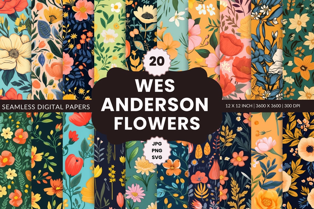 20 Wes Anderson Flowers Wallpaper Seamless Pattern Digital - Etsy