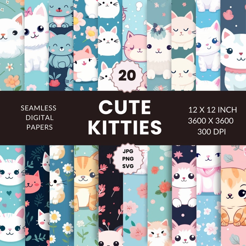 Kitty Seamless Pattern - Etsy