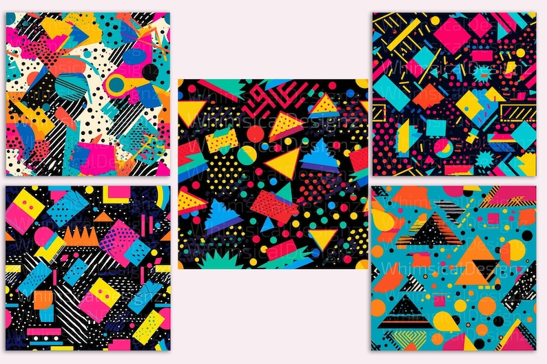 80's Inspired Seamless Pattern, Digital Paper Pack, Retro Graphic ...