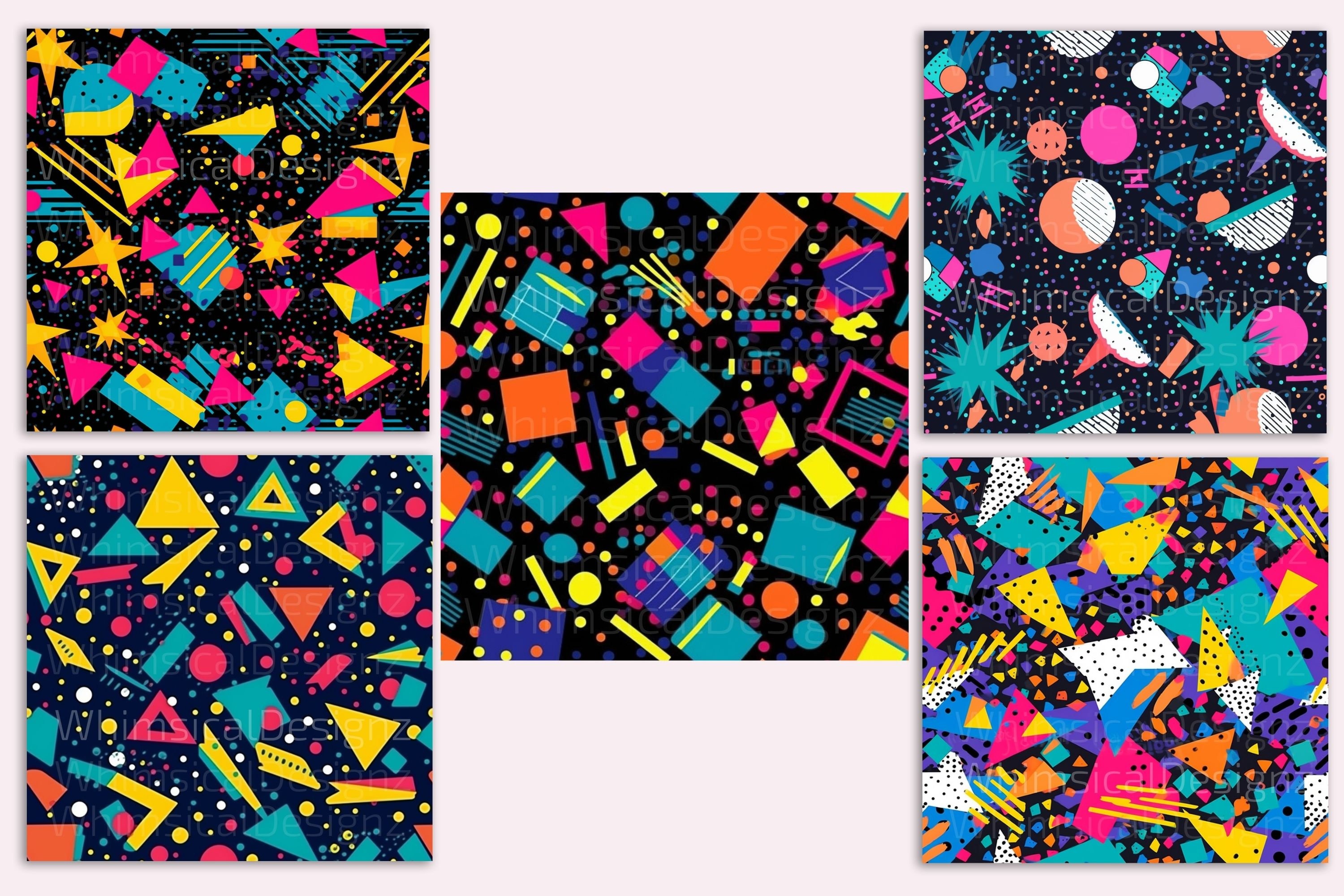20 80's Inspired Seamless Pattern, Digital Paper Pack, Retro Graphic ...